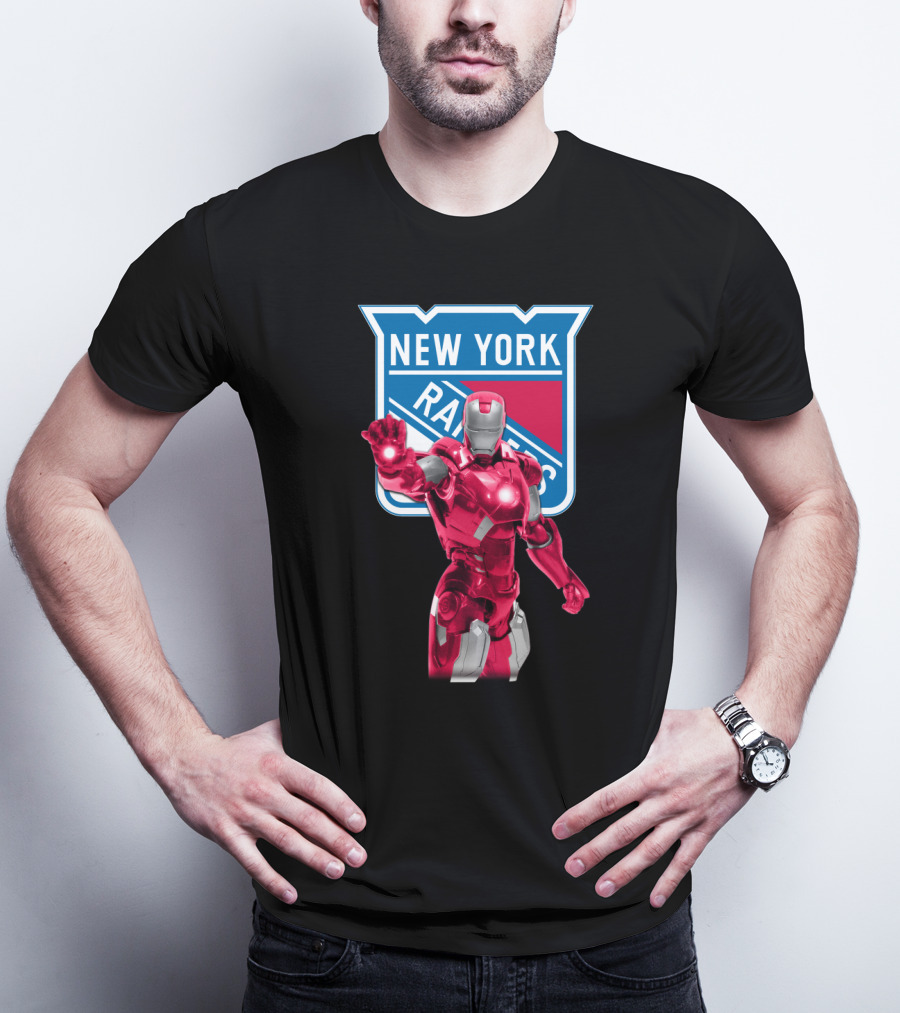 Iron Man Marvel New York Rangers Crossover With Iconic Hockey T-Shirt
