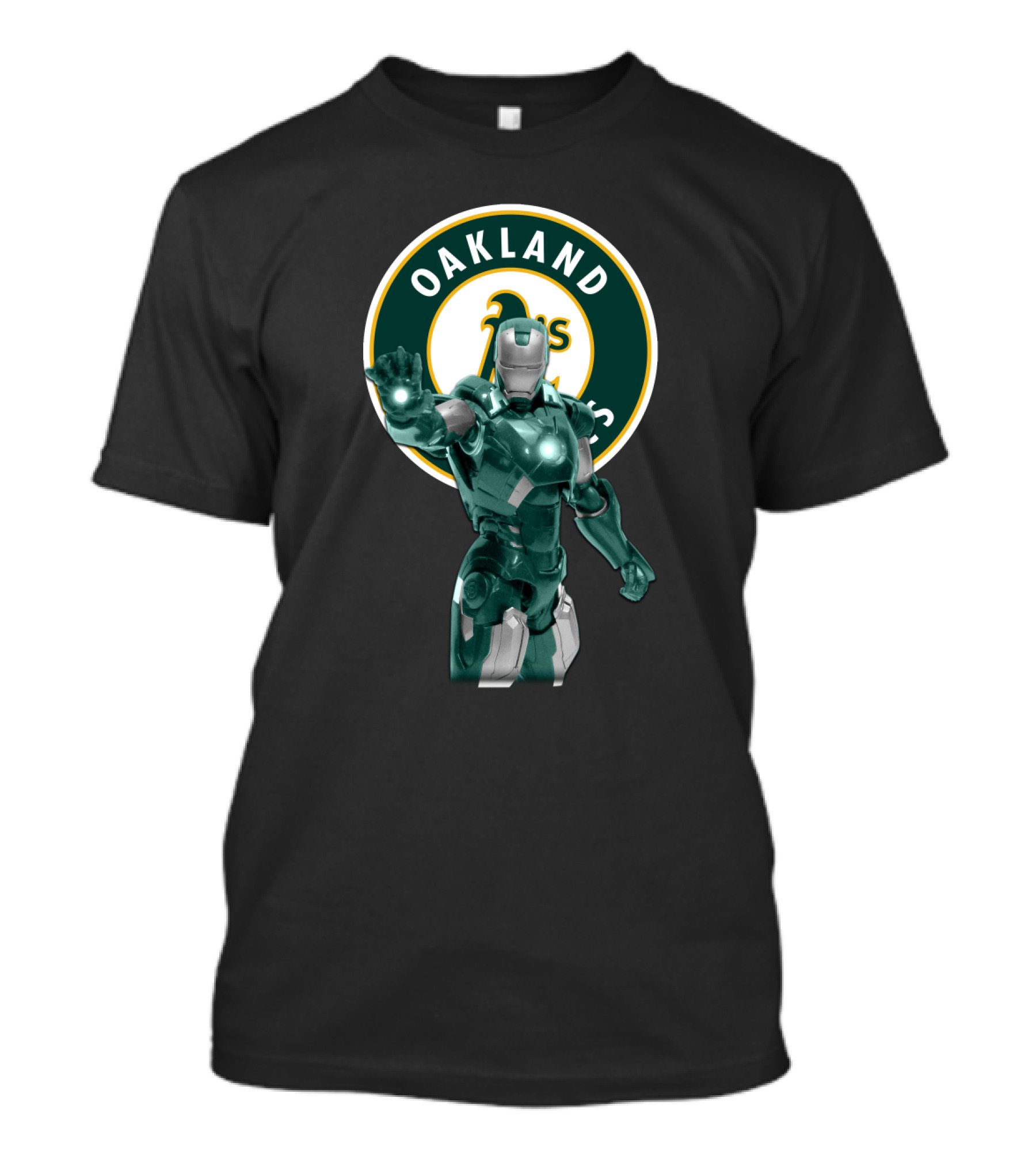 Oakland Athletics X Iron Man Crossover Marvel Avengers Baseball Team Collaboration T-Shirt
