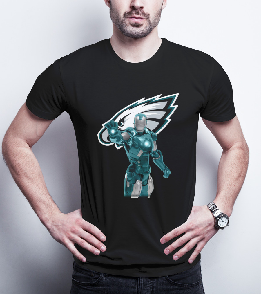 Iron Man Philadelphia Eagles Fans Marvel Team Crossover T-Shirt