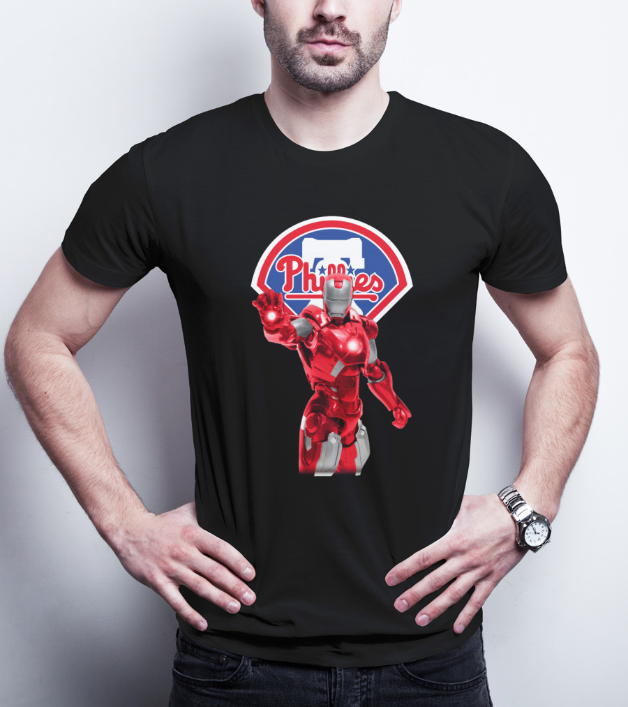 Philadelphia Phillies Iron Man Crossover MLB Superhero Fusion T-Shirt