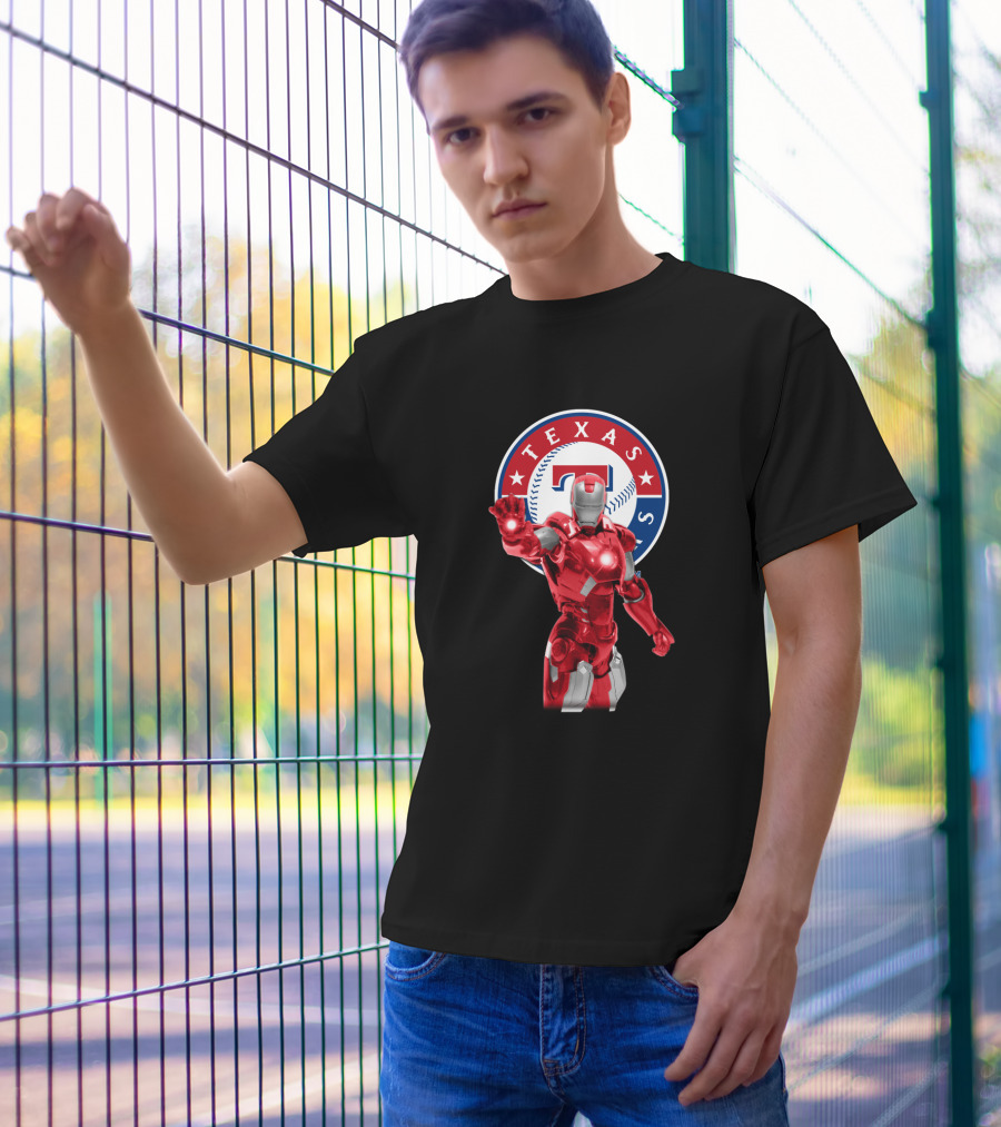 Texas Rangers Iron Man Baseball Fusion T-Shirt