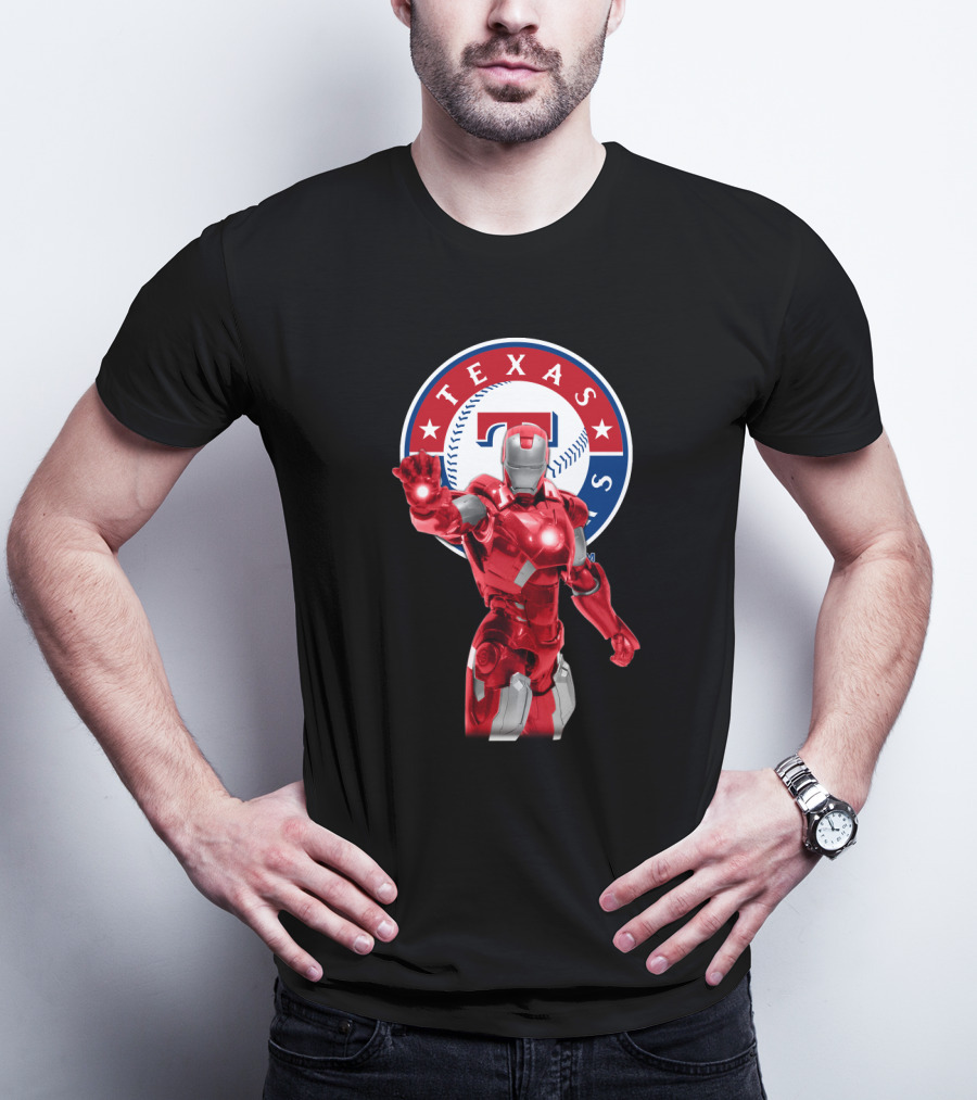 Texas Rangers Iron Man Baseball Fusion T-Shirt