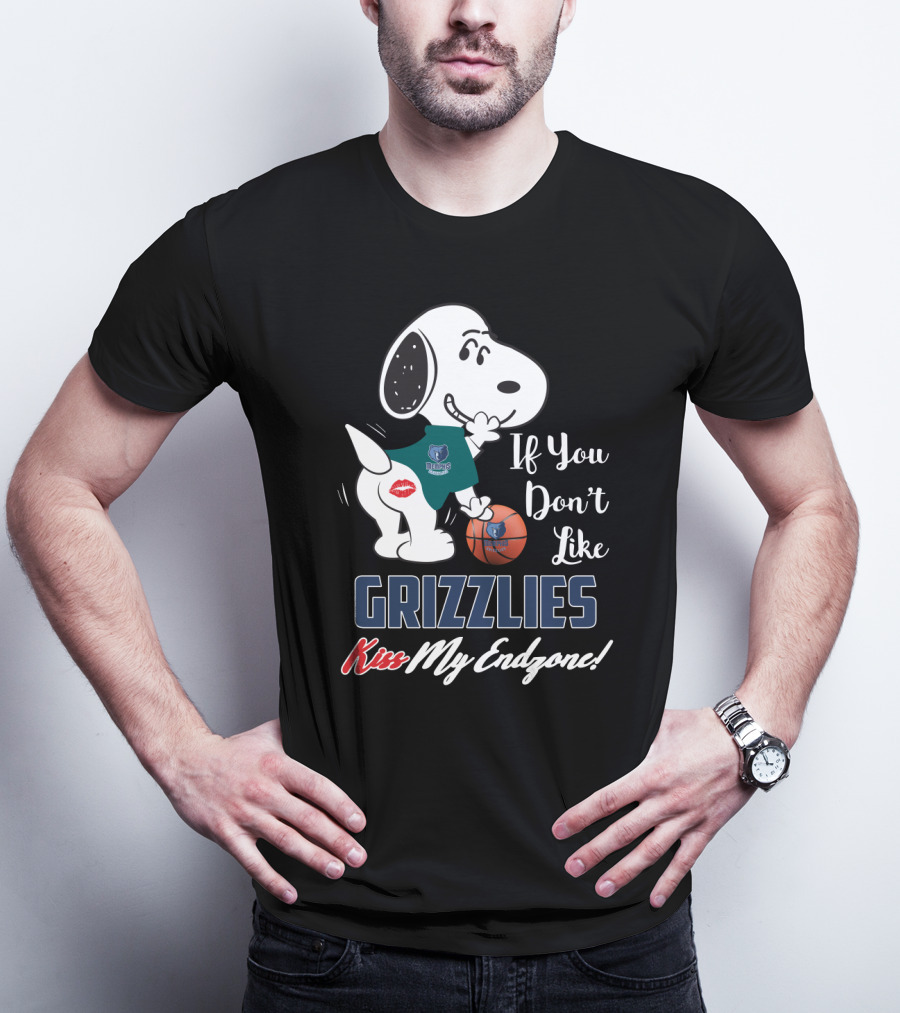 If You Don't Like Grizzlies Kiss My Endzone Snoopy Memphis Grizzlies Fans T-Shirt