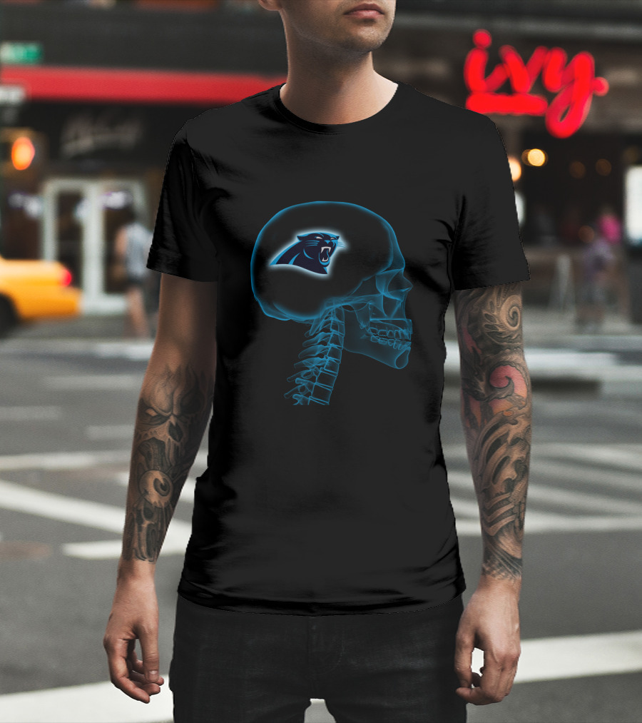 Carolina Panthers Skull Brain Halloween Theme T-Shirt