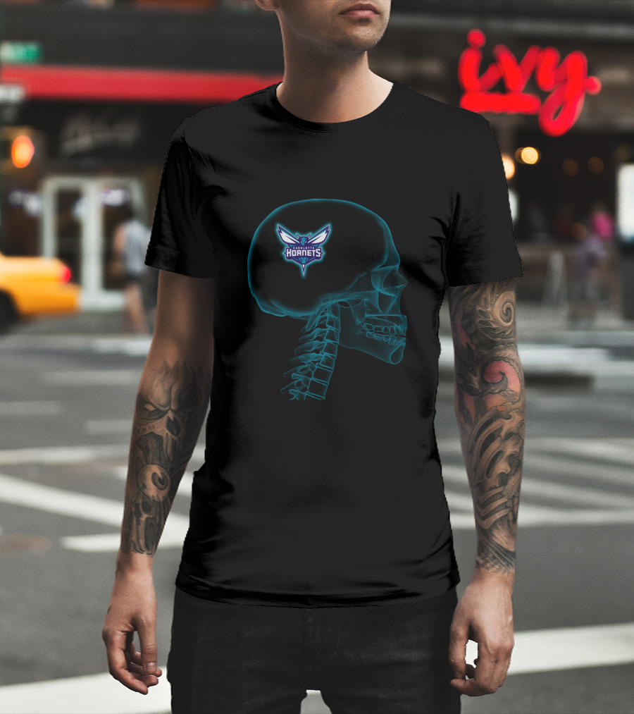 Charlotte Hornets Brain Logo Halloween X-Ray T-Shirt