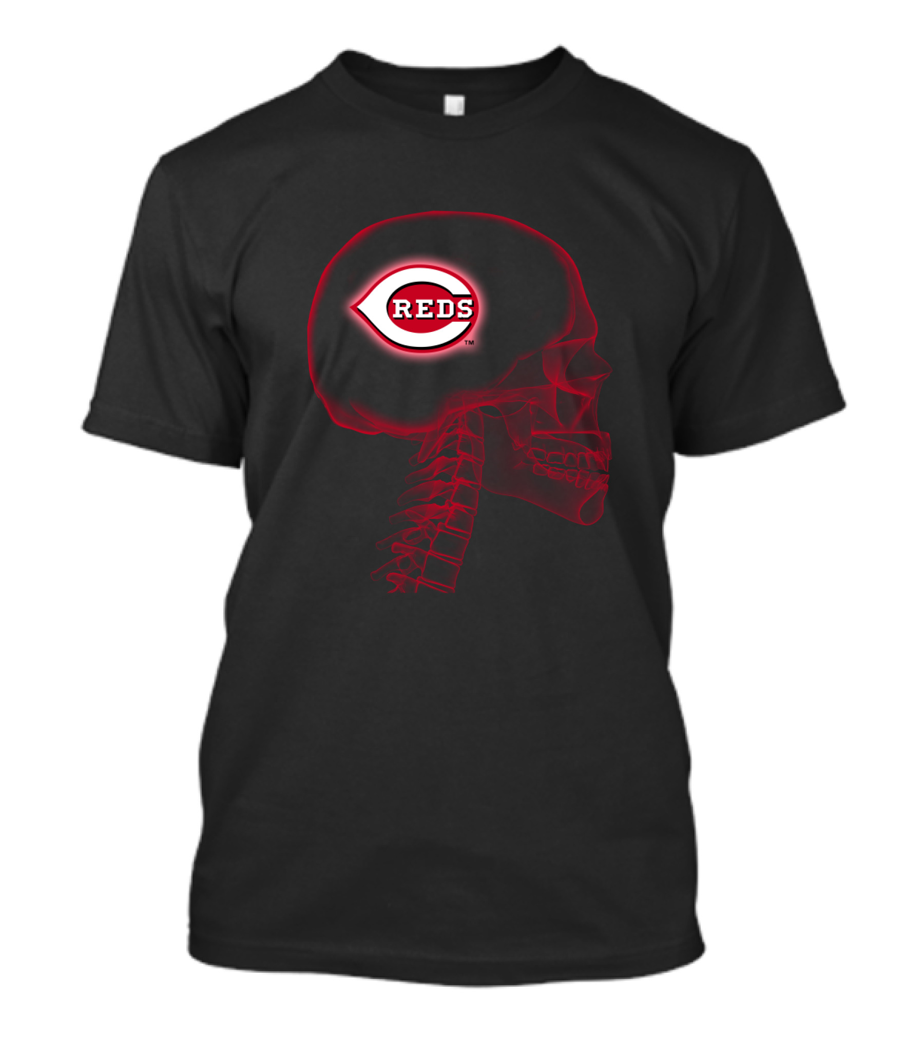 Cincinnati Reds Halloween Brain Skeleton X-Ray T-Shirt