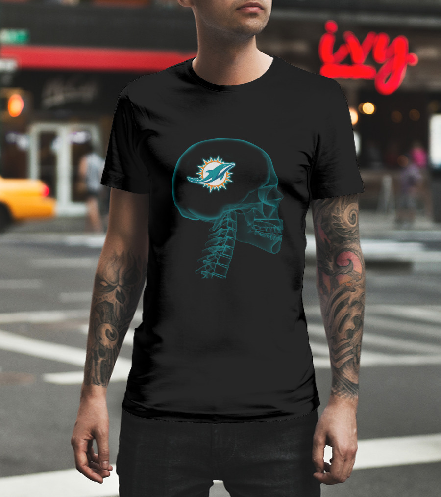 Miami Dolphins Logo Inside X-Ray Halloween Theme T-Shirt