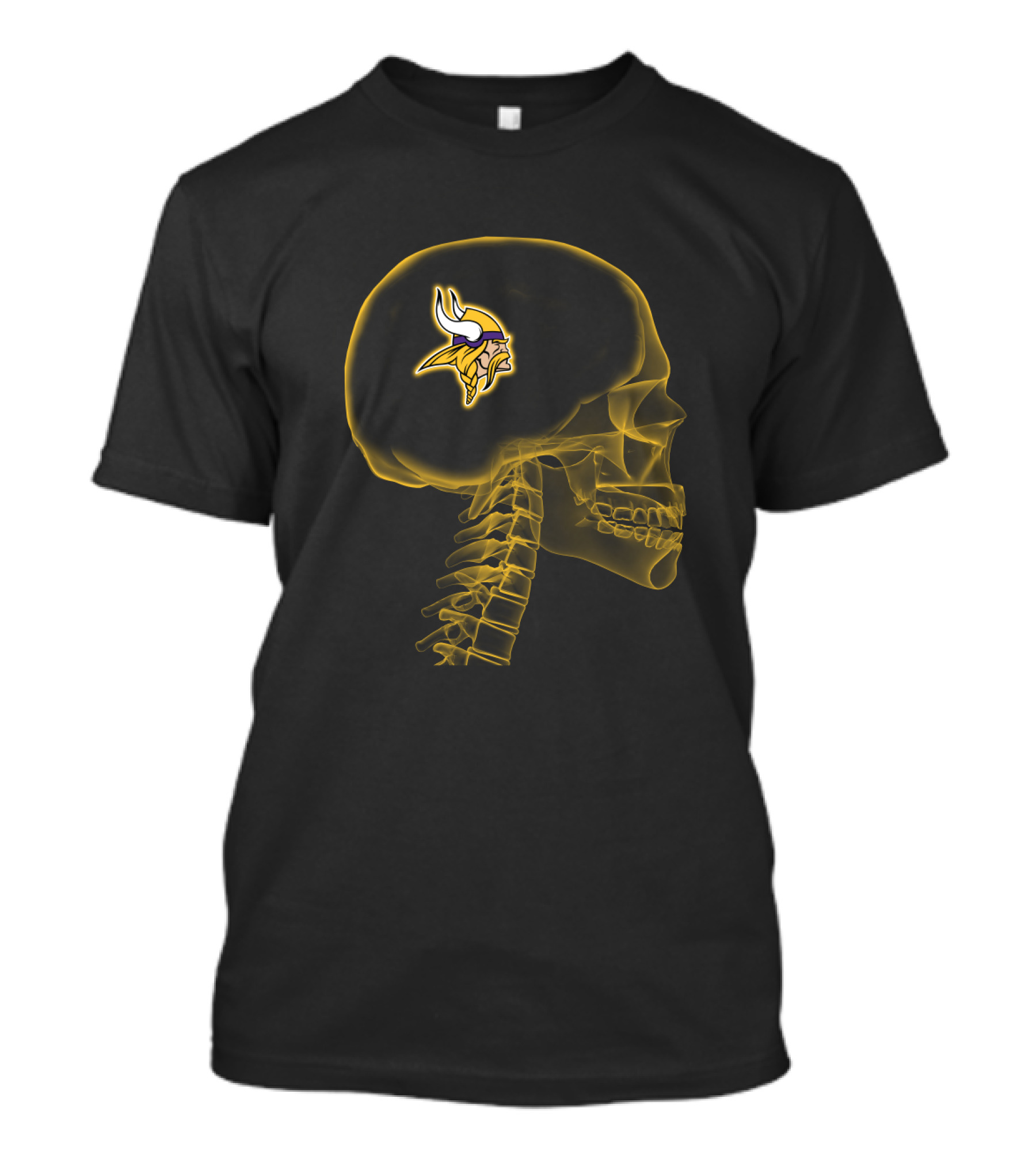 Minnesota Vikings Skull X-Ray Halloween Brain T-Shirt