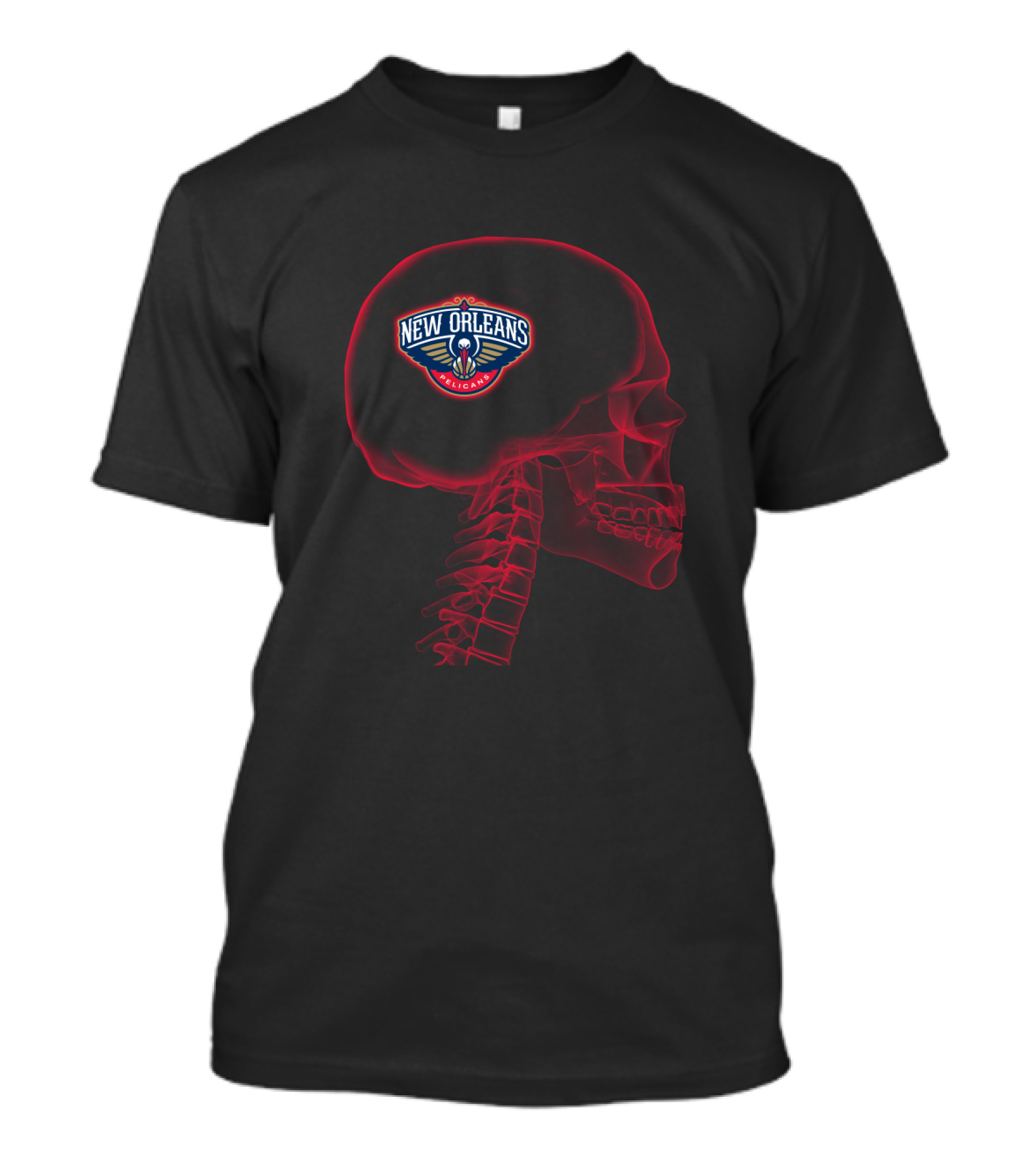 New Orleans Pelicans Brain Skeleton Halloween T-Shirt