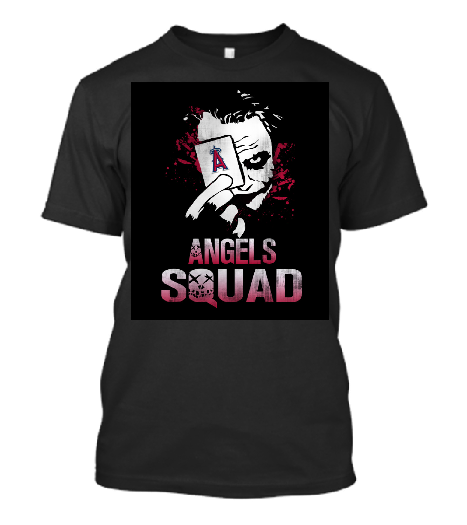 Angels Squad Joker Holding Los Angeles Angels Logo Card T-Shirt