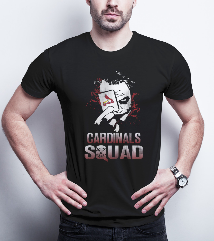 Cardinals Squad Joker Holding St. Louis Cardinals Logo Card T-Shirt