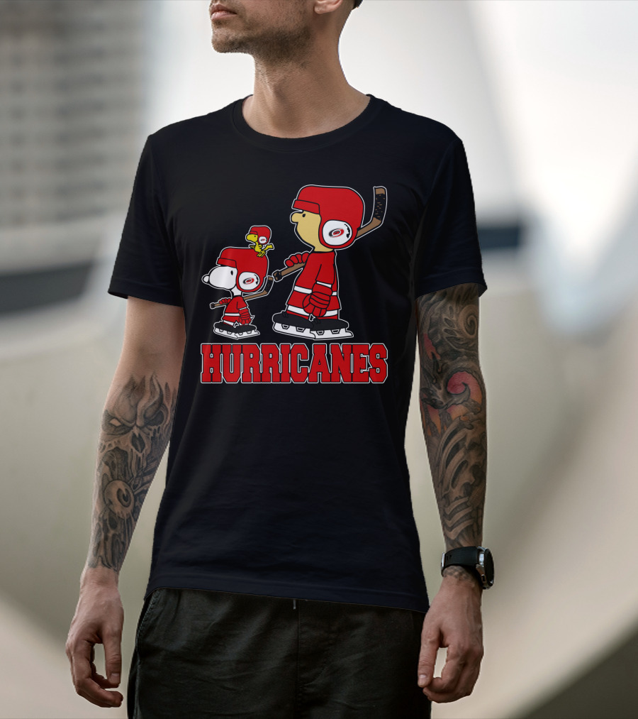 Snoopy Hockey With Carolina Hurricanes Mascot T-Shirt