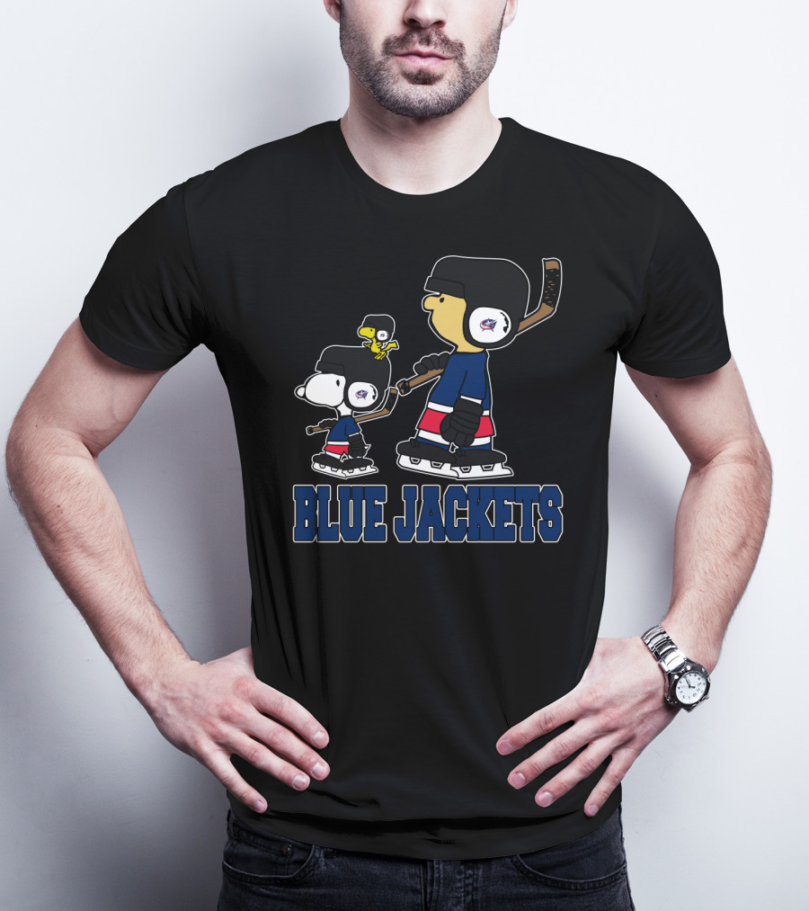 Snoopy And Woodstock With Columbus Blue Jackets Hockey Fans T-Shirt