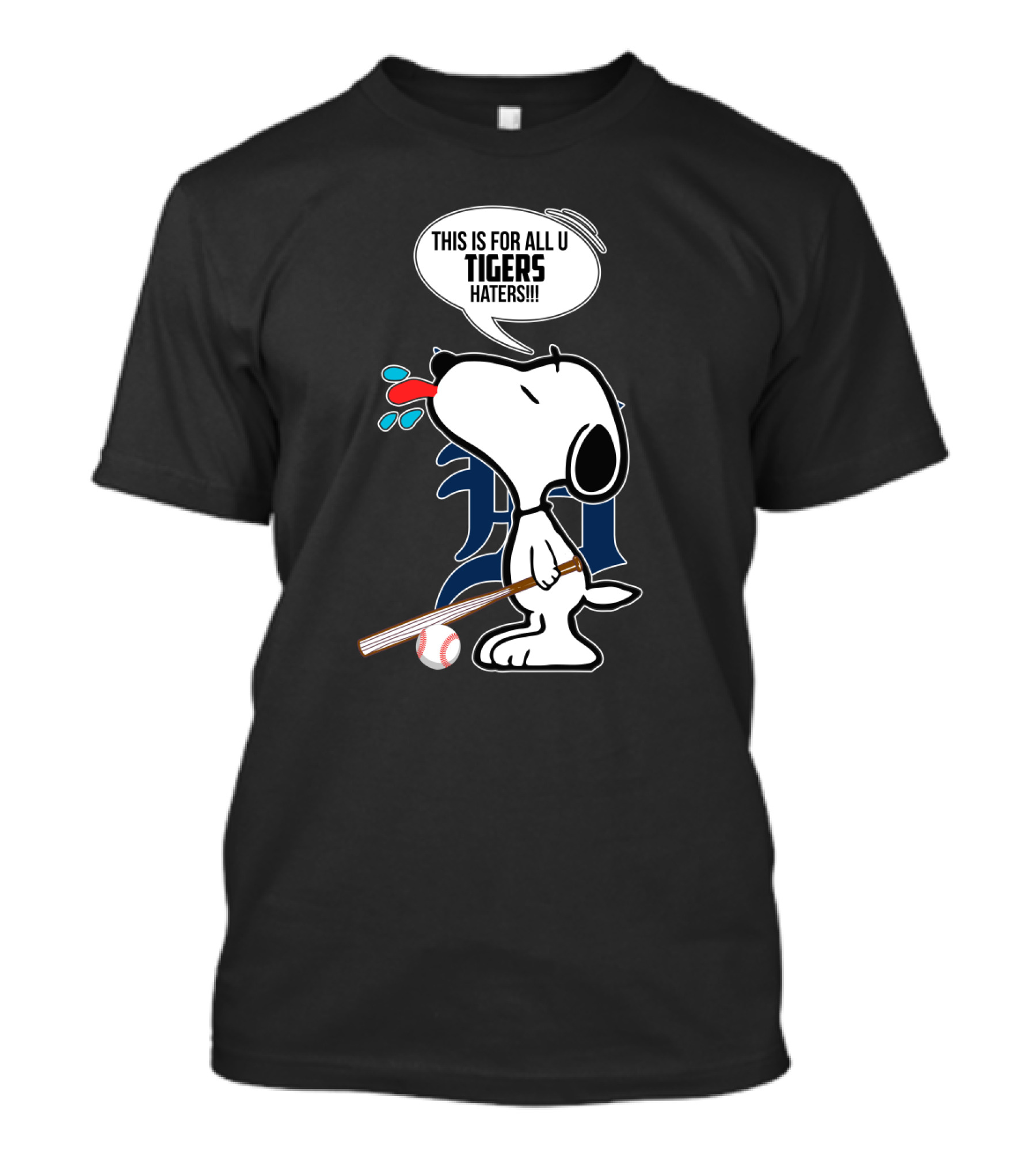 Snoopy Detroit Tigers Haters Baseball Fan T-Shirt