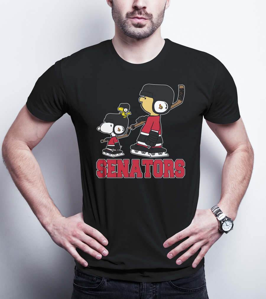 Senators Snoopy And Woodstock Ottawa Hockey Fans T-Shirt