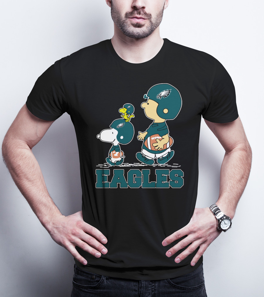 Snoopy And Woodstock Philadelphia Eagles Football Helmet Fans Eagles T-Shirt