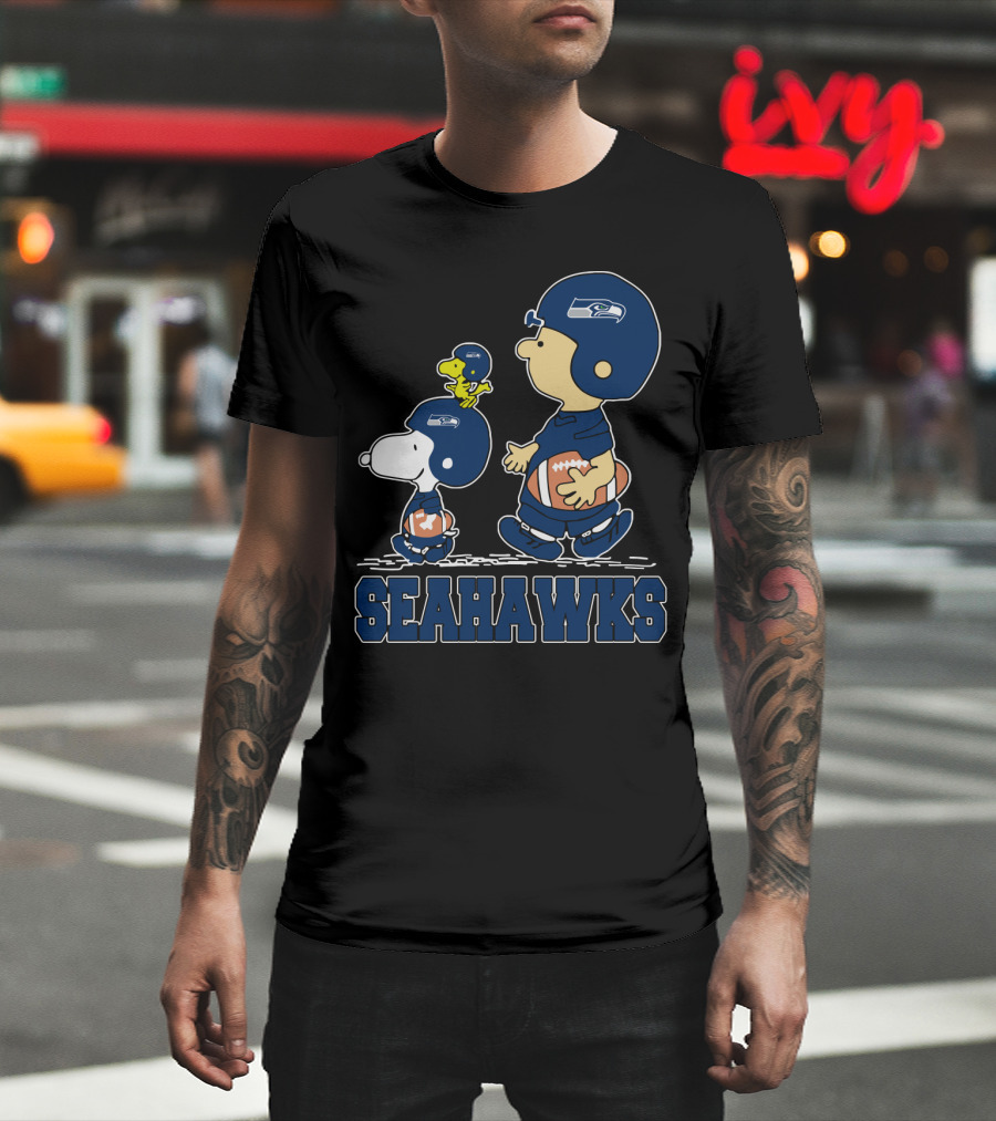 Snoopy And Friends Seattle Seahawks Football Fans T-Shirt