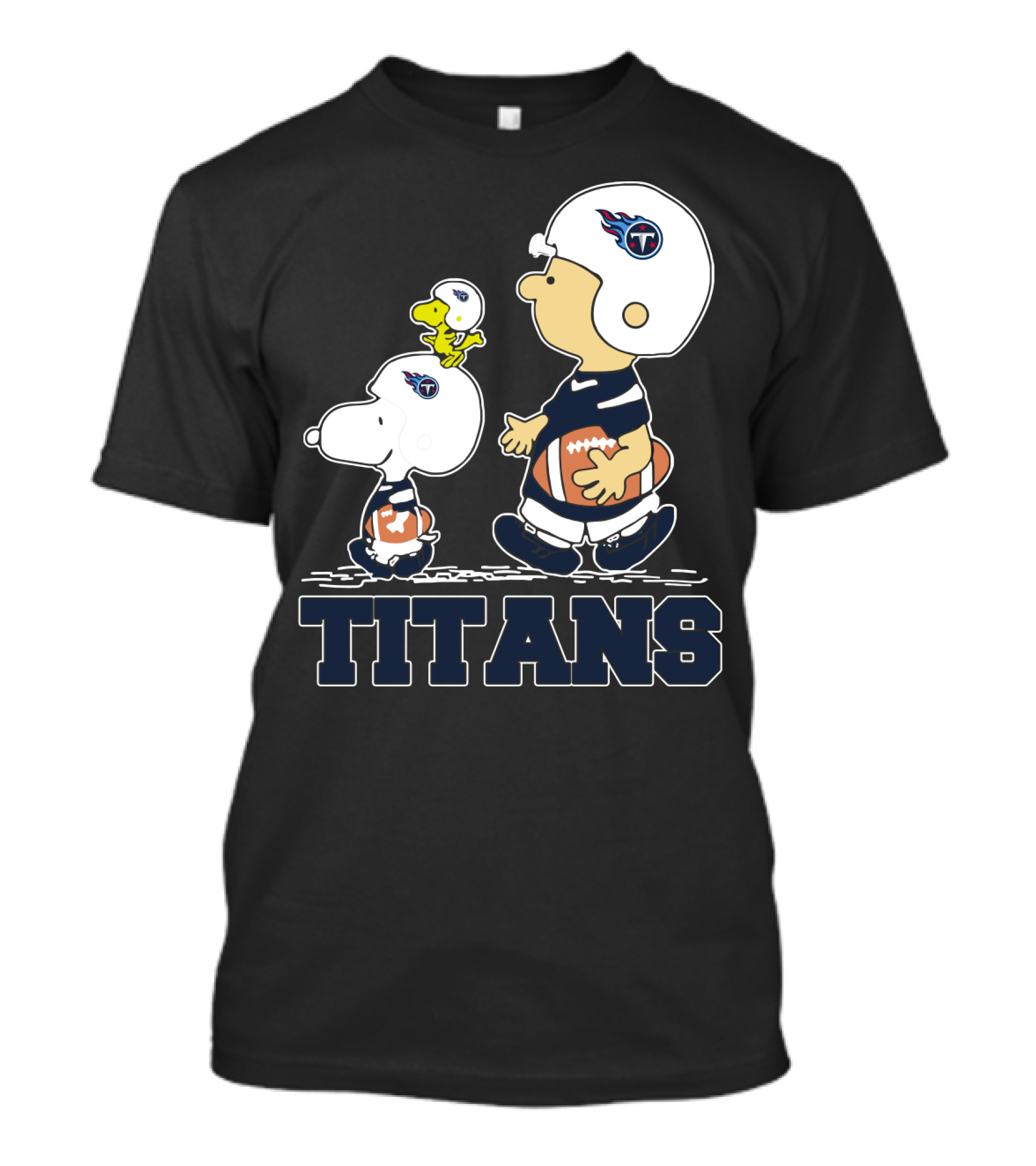 Snoopy And Woodstock With Tennessee Titans Helmets And Footballs T-Shirt
