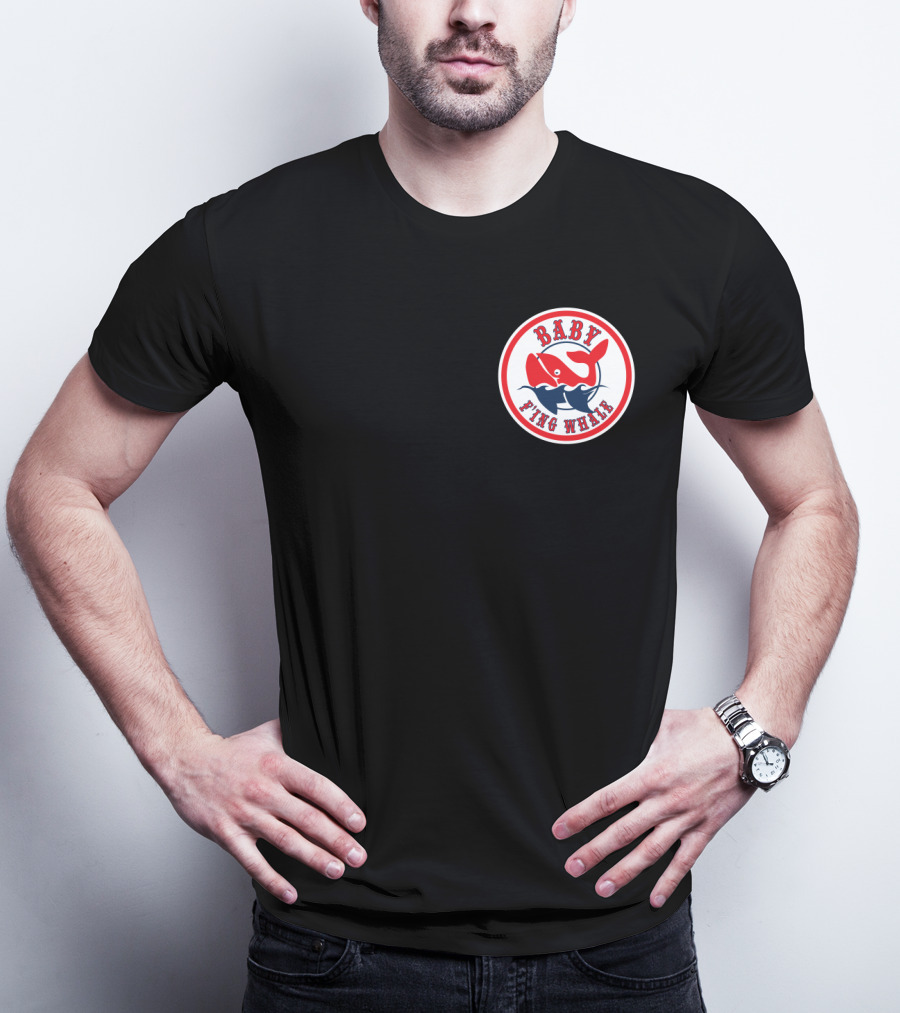 BABY FING WHALE Red Blue Whale Emblem T-Shirt