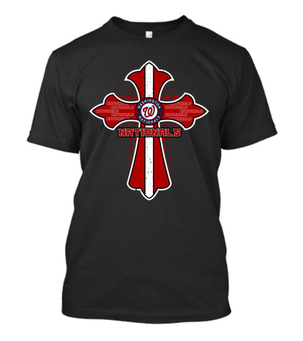 Washington Nationals Cross Logo With Team Spirit T-Shirt