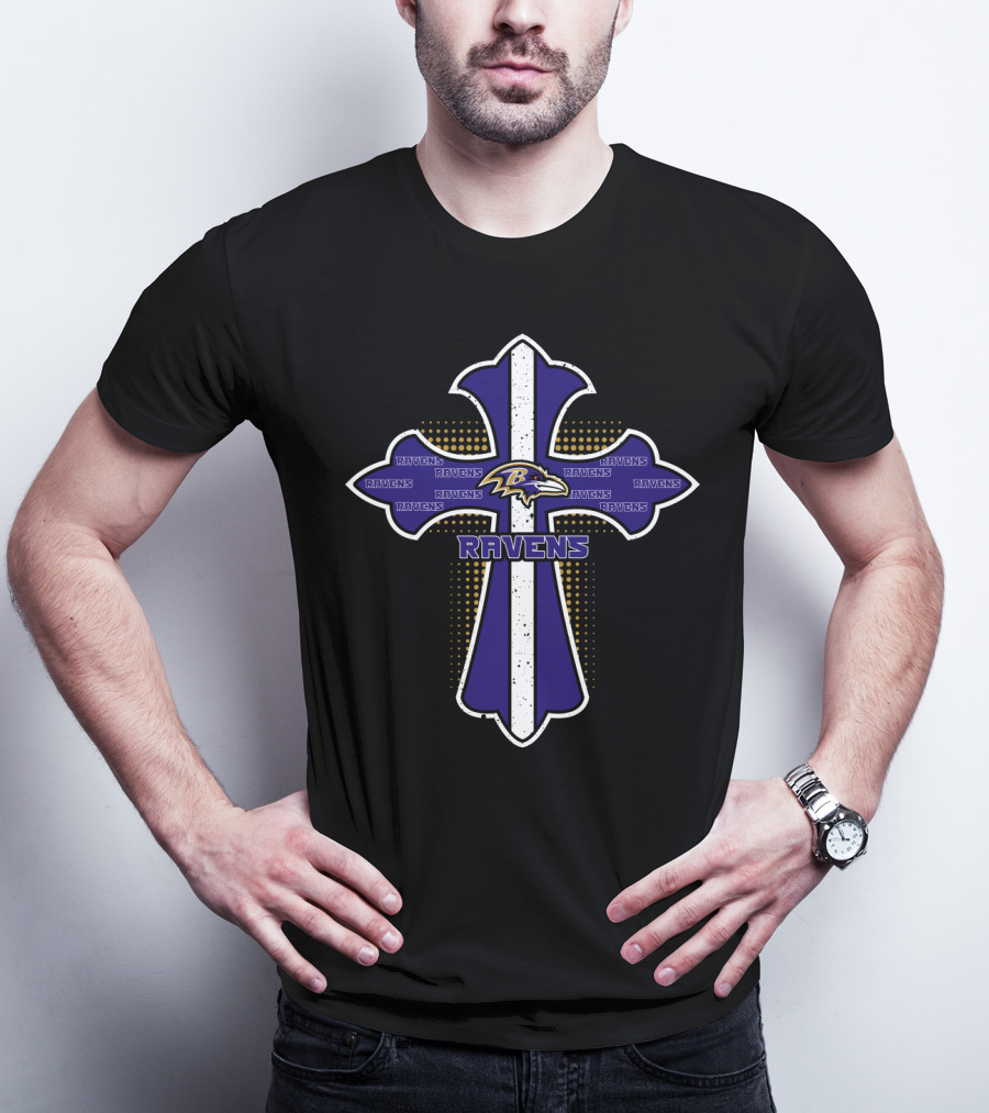 Baltimore Ravens Fans Cross With Logo And Christian Theme T-Shirt