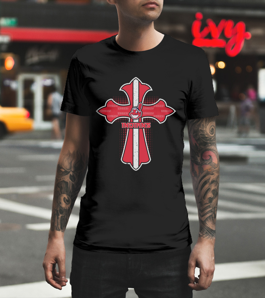 Cross And Cleveland Indians Fans United T-Shirt