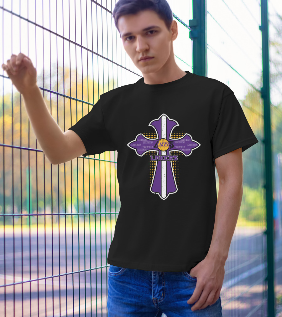 Cross Symbol Representing Faith And Los Angeles Lakers Fans T-Shirt