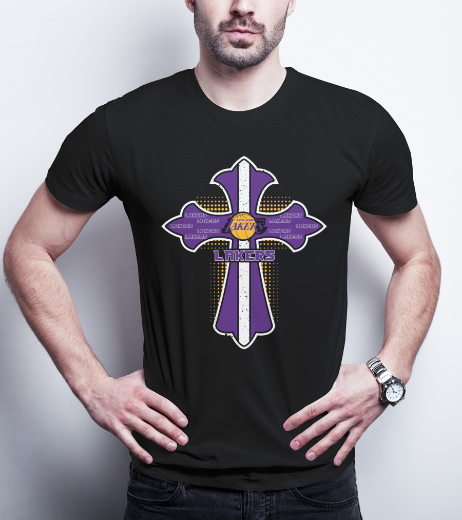 Cross Symbol Representing Faith And Los Angeles Lakers Fans T-Shirt