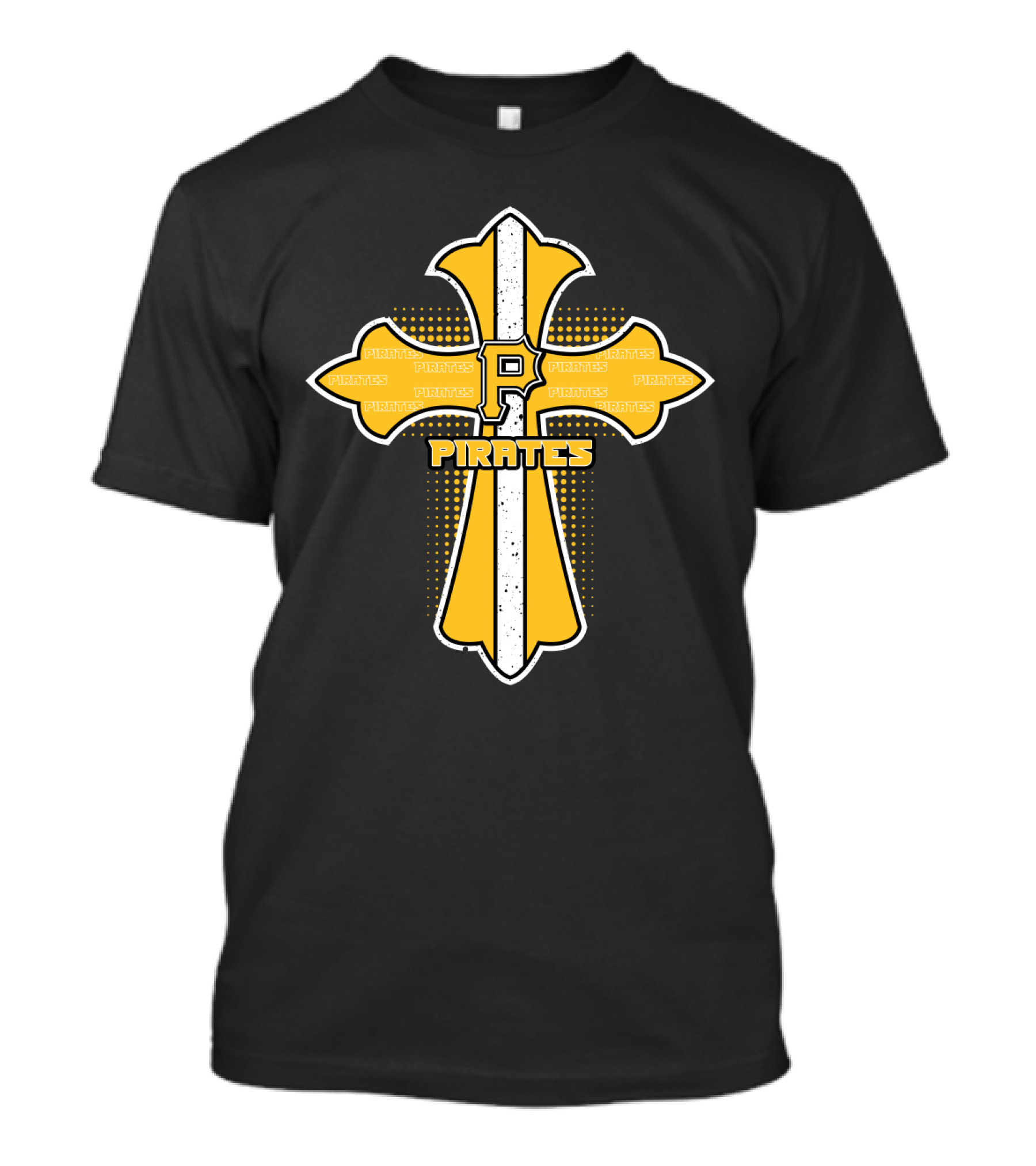 Cross With Pittsburgh Pirates Logo And Text Highlighting Faith And Fandom T-Shirt