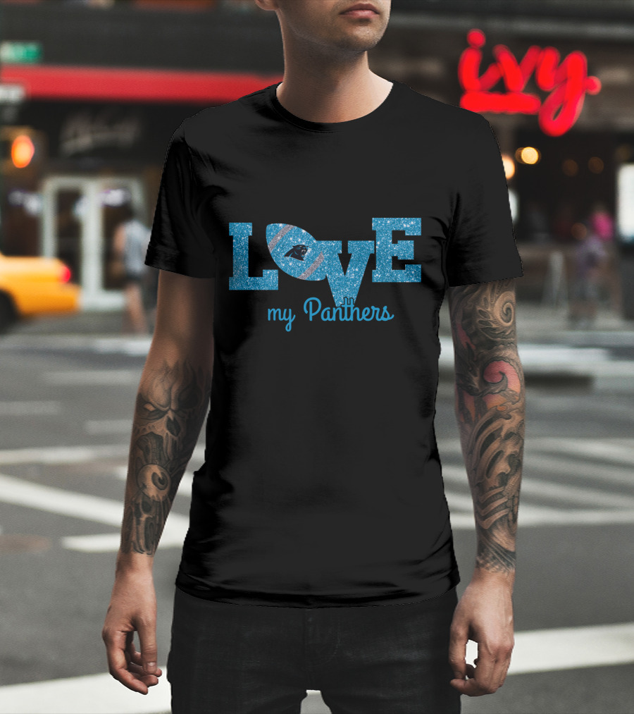 Sparkling Love My Panthers Football Fans T-Shirt