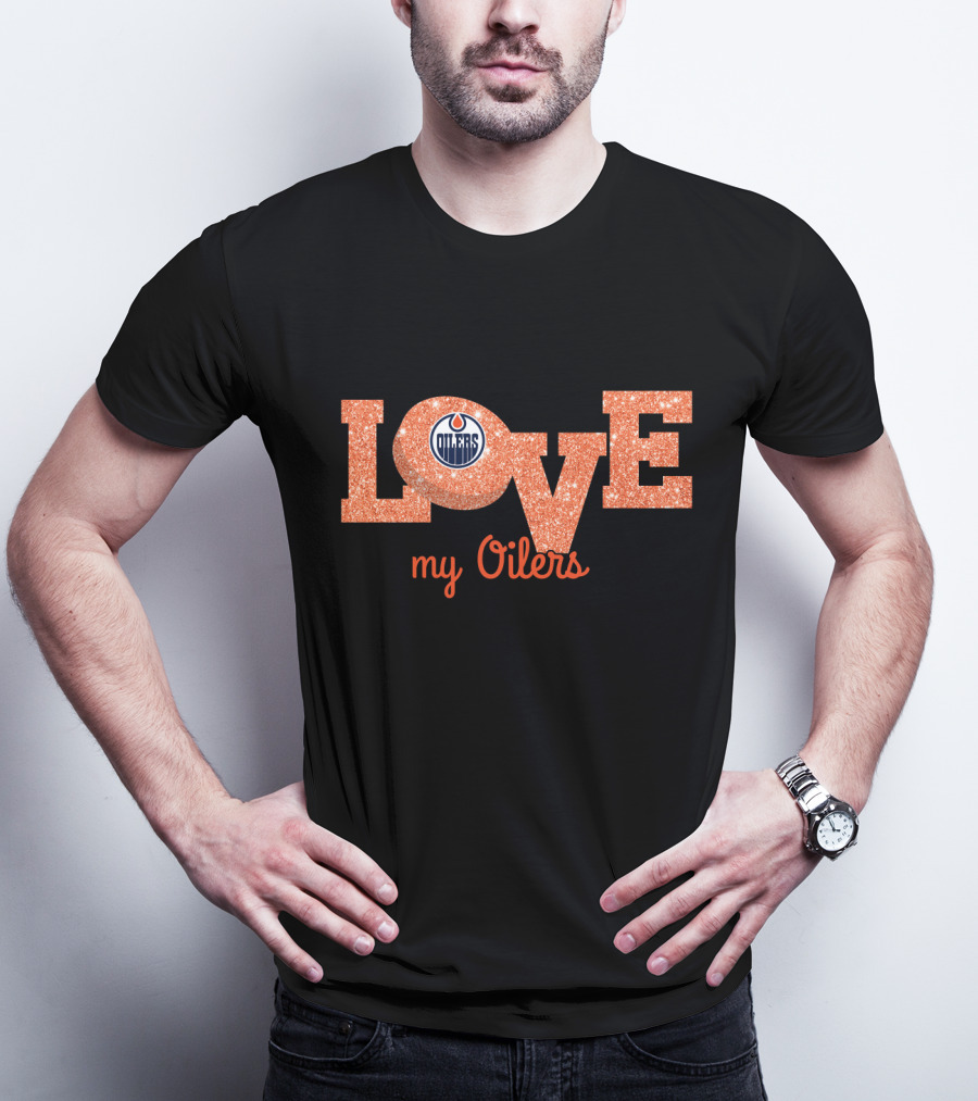 Edmonton Oilers Glitter Love My Oilers Fan T-Shirt