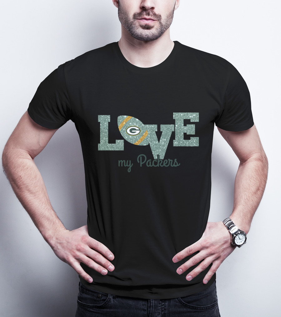 Glitter Love My Packers Green Bay Packers Fans T-Shirt