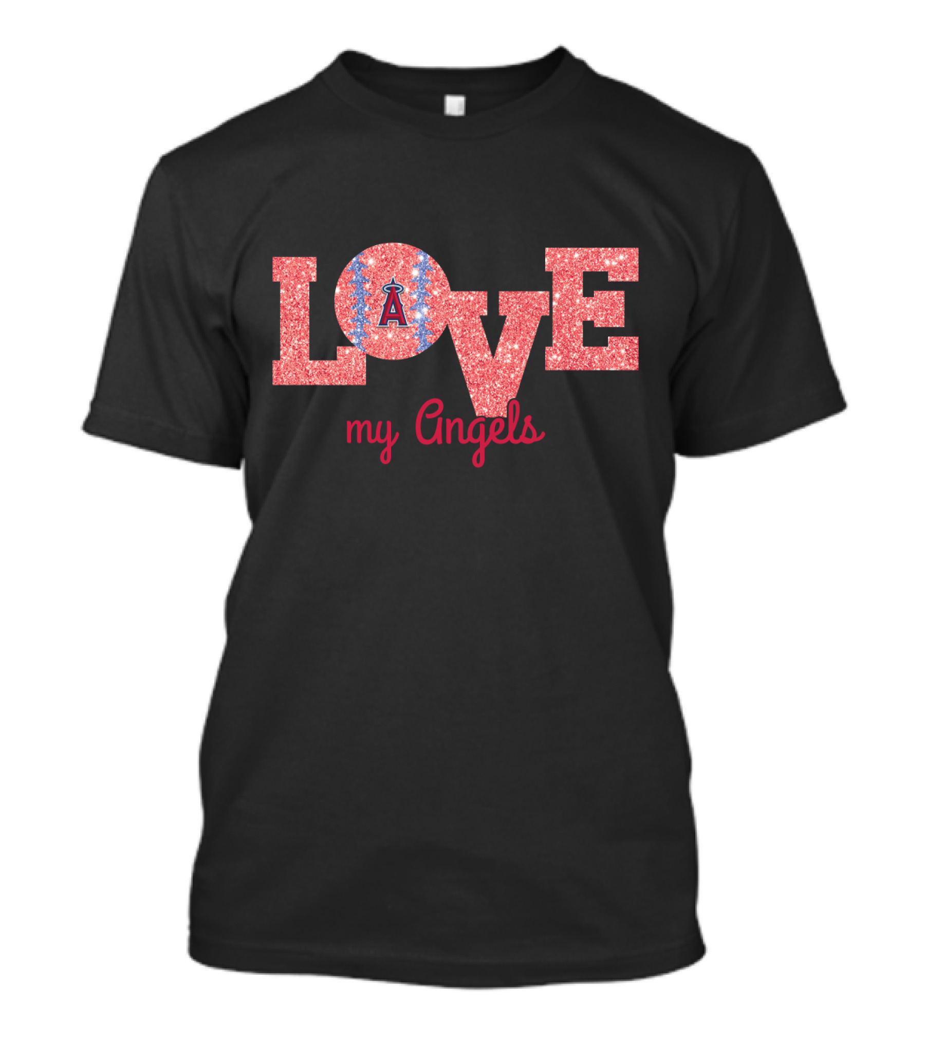 Love My Angels Glitter Baseball Los Angeles Fans T-Shirt