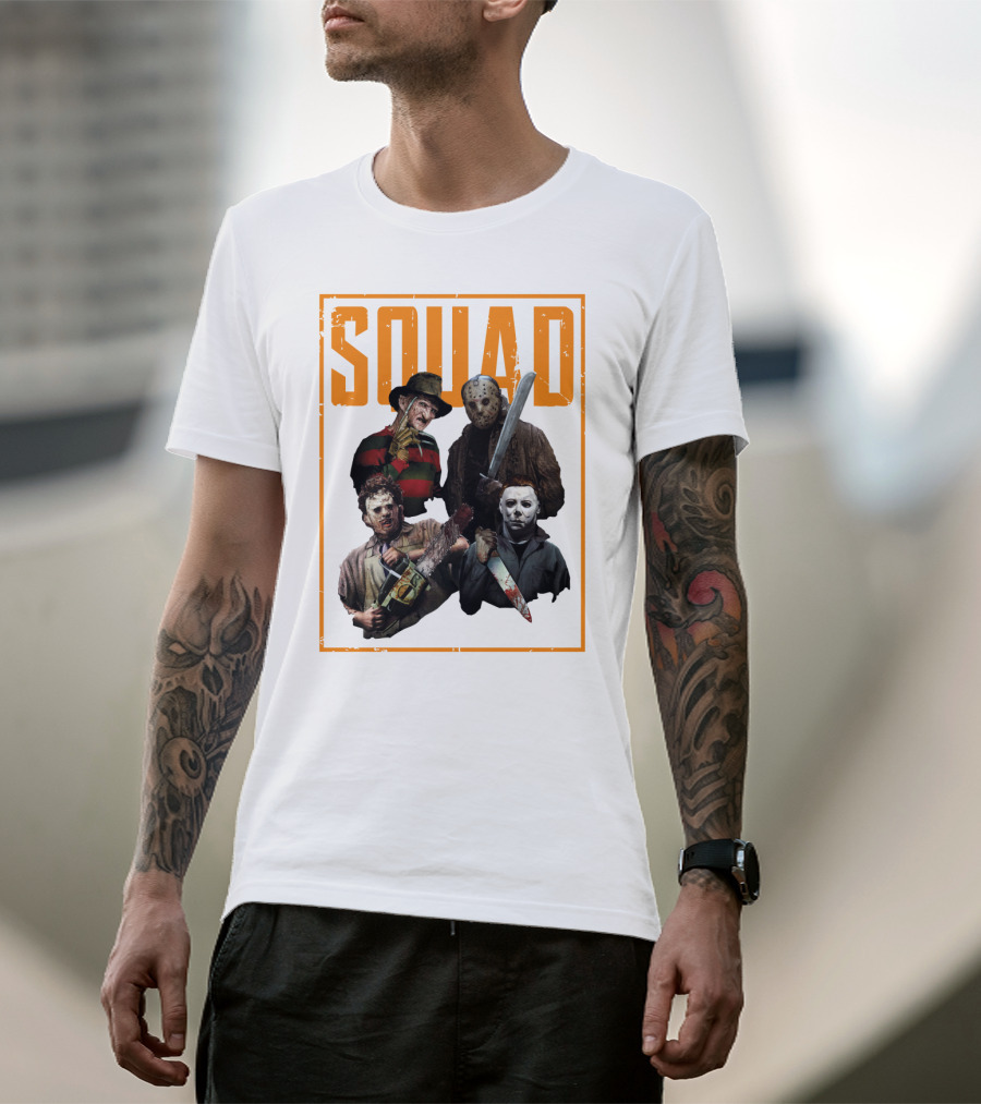 Squad Featuring Iconic Horror Characters In T-Shirt