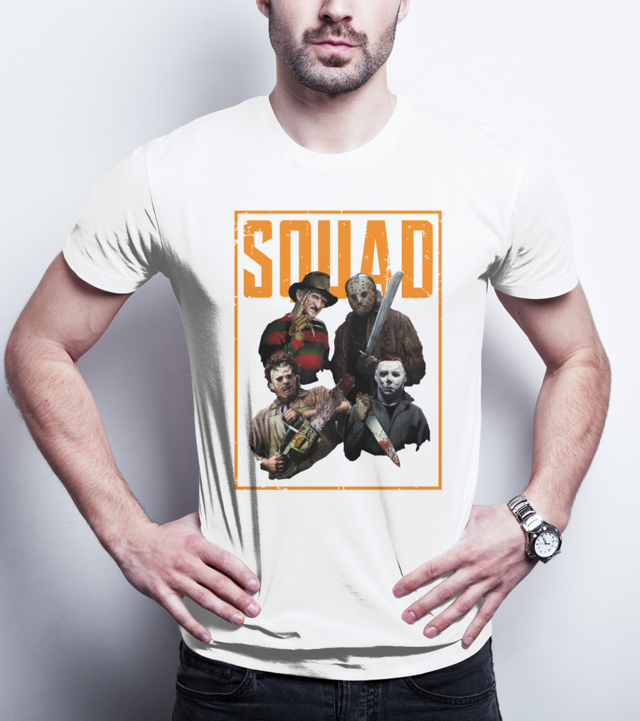 Squad Featuring Iconic Horror Characters In T-Shirt