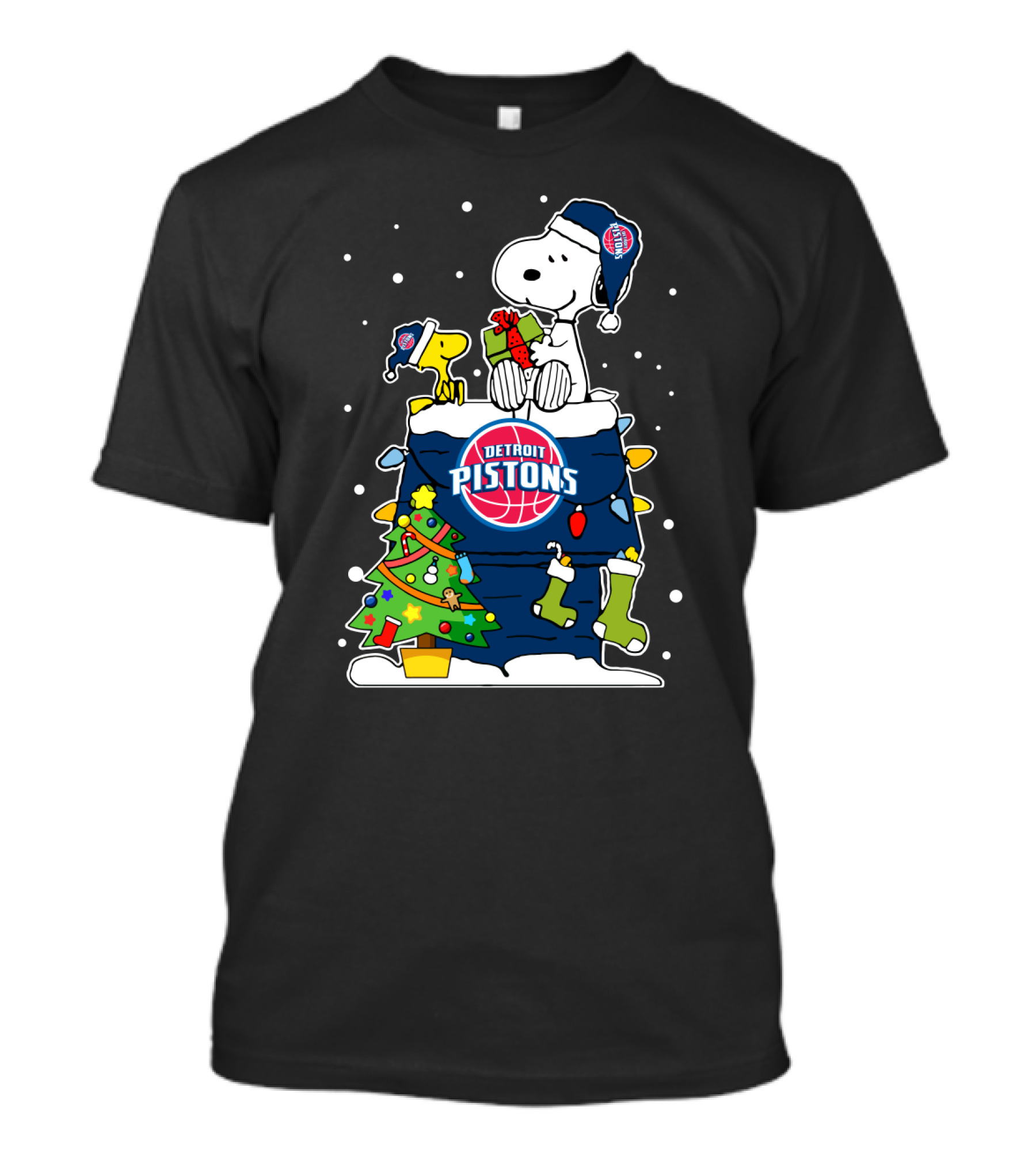 Detroit Pistons Snoopy Christmas Peanuts T-Shirt