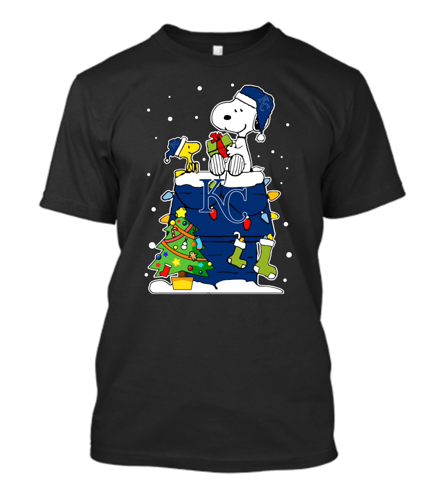 Kansas City Royals Snoopy Christmas Celebration With Holiday Decorations T-Shirt