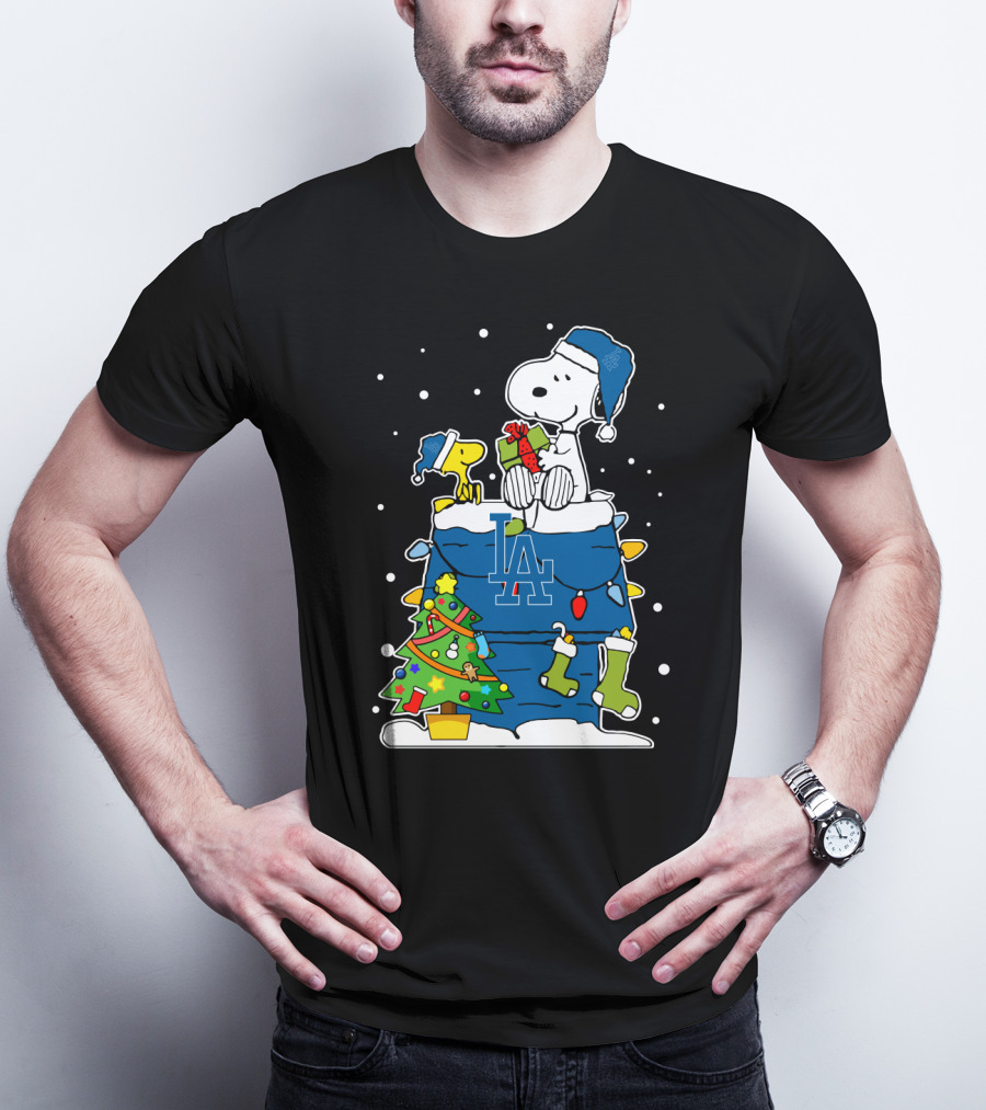 Los Angeles Dodgers Snoopy Christmas Peanuts Woodstock Holiday Winter Gift T-Shirt