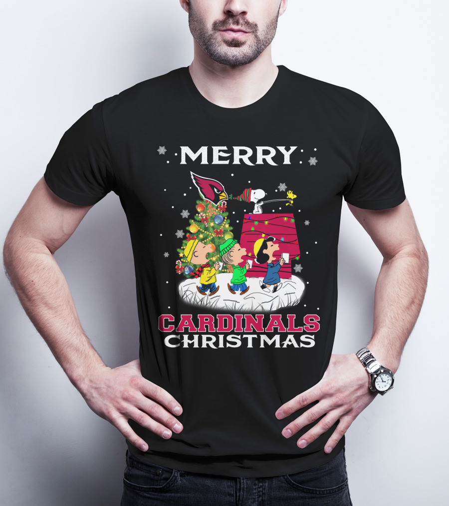 Merry Cardinals Christmas Arizona Snoopy Fans T-Shirt