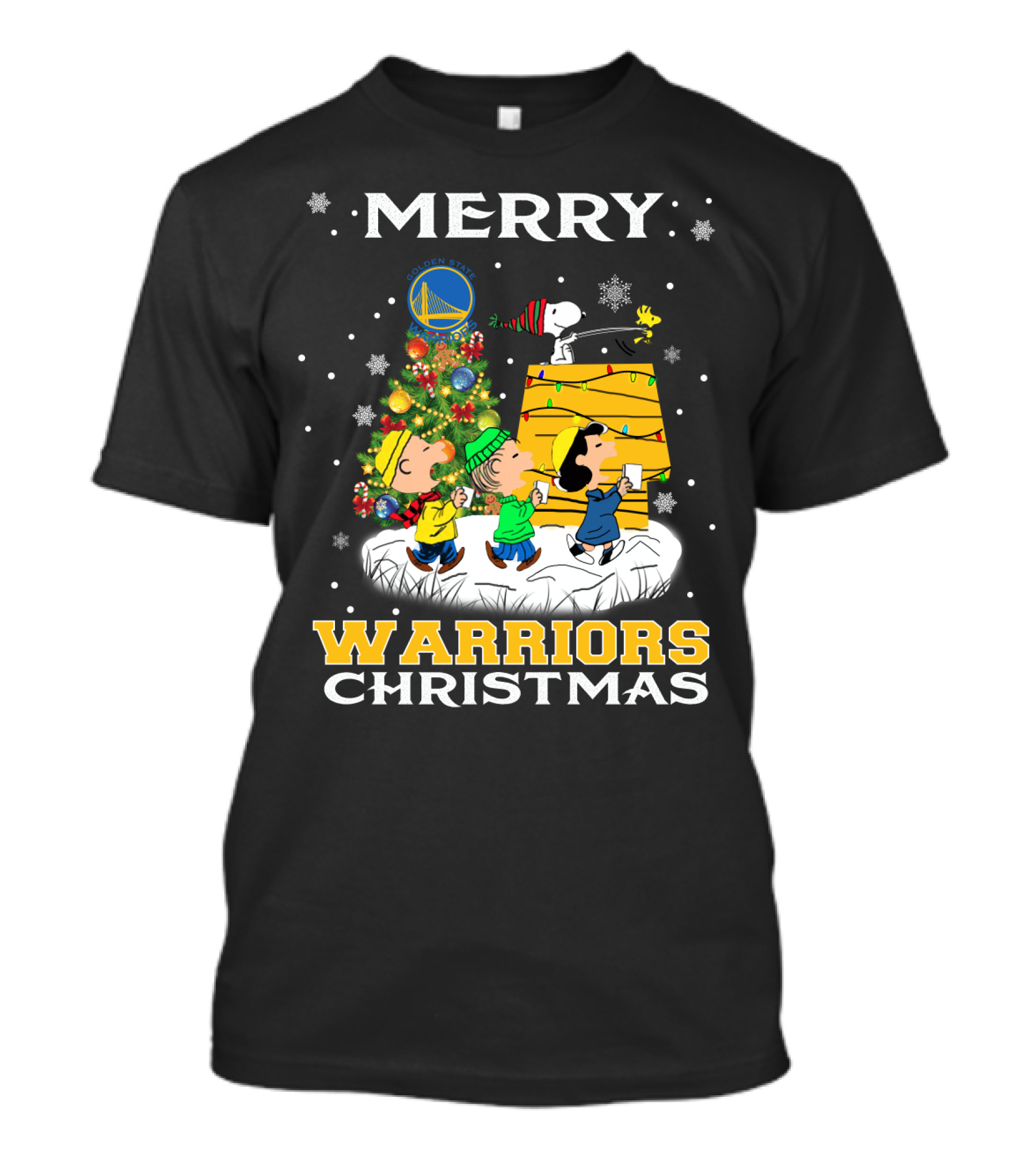 Merry Warriors Christmas Golden State Snoopy T-Shirt