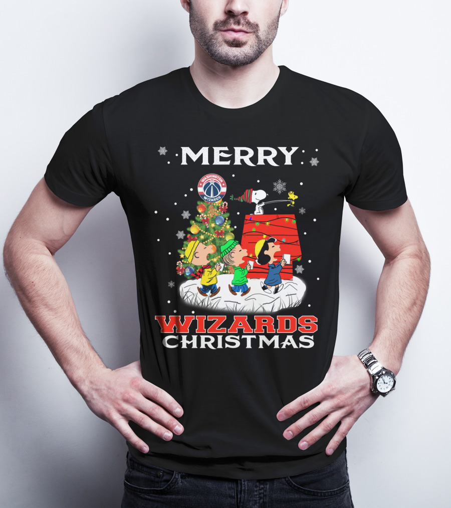 Merry Washington Wizards Christmas Snoopy Peanuts Holiday Celebration T-Shirt