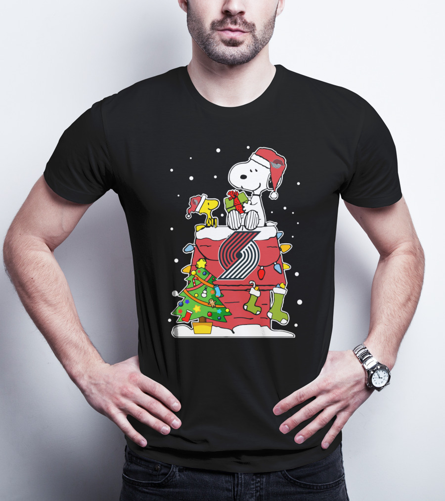 Portland Trail Blazers Snoopy Christmas Peanuts  Fan Holiday T-Shirt