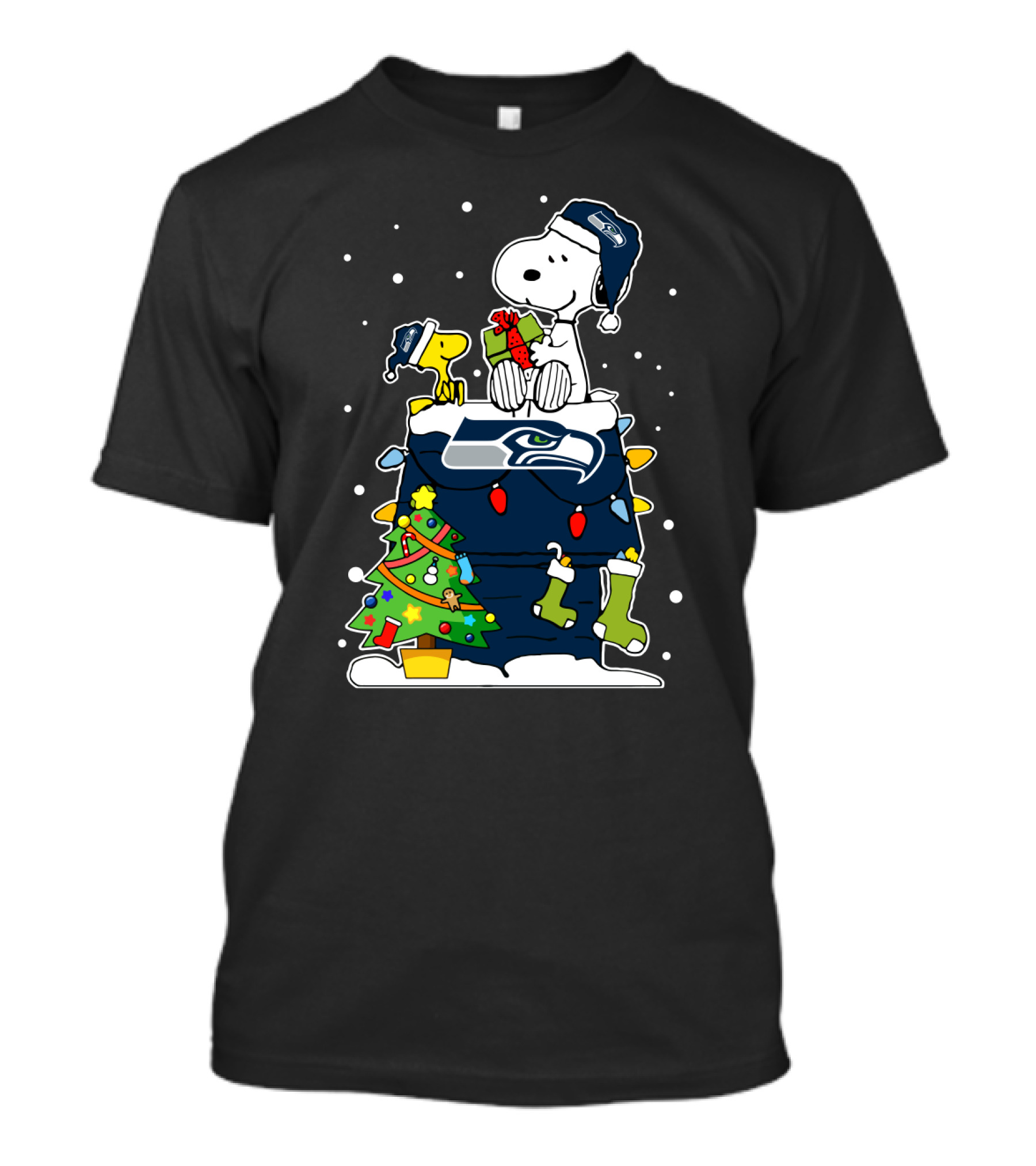Seattle Seahawks Snoopy Christmas Doghouse Fan Gear T-Shirt