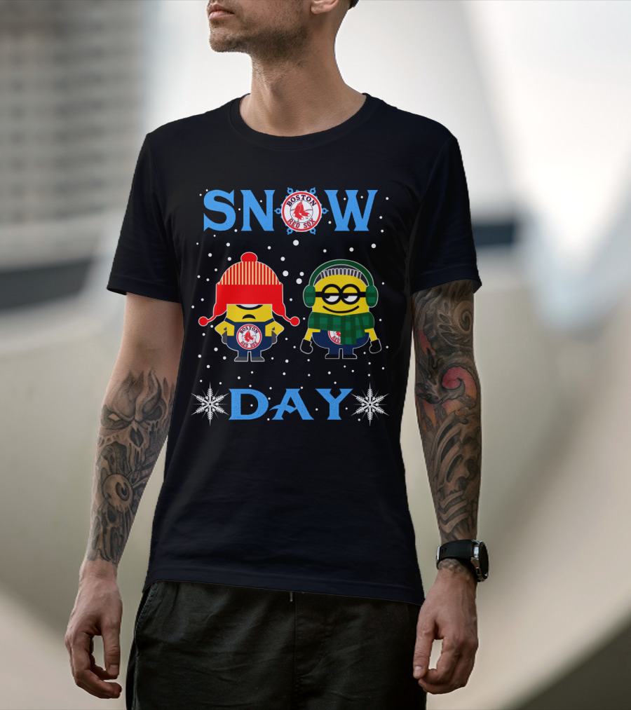 Snow Day Boston Red Sox Minion Fans Winter Fun T-Shirt