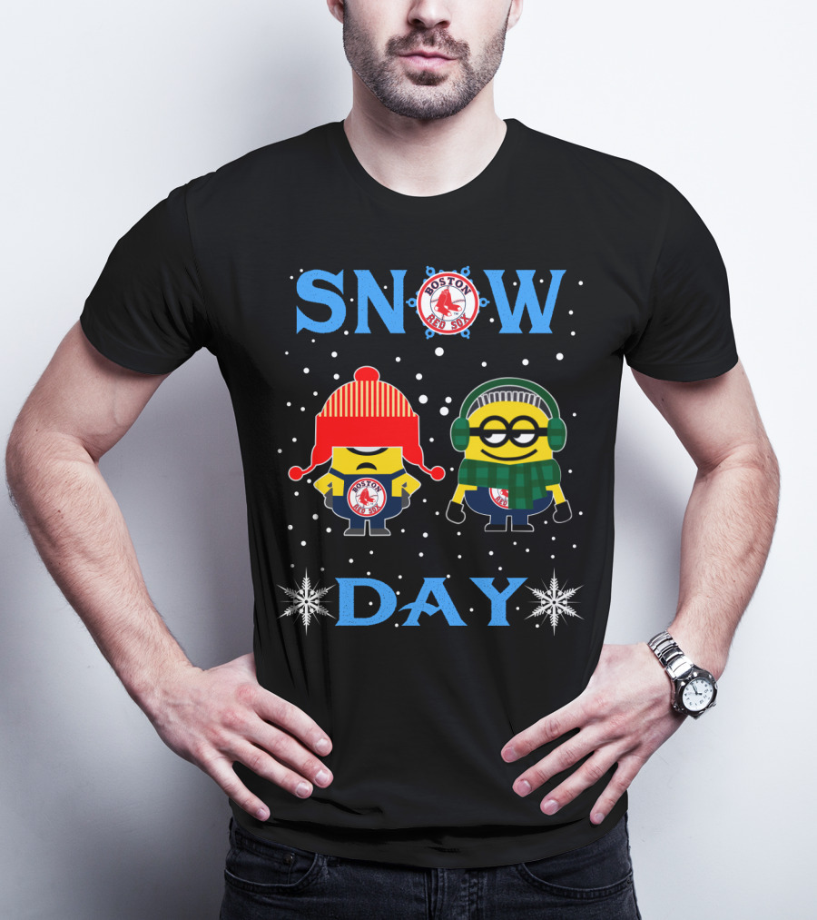 Snow Day Boston Red Sox Minion Fans Winter Fun T-Shirt