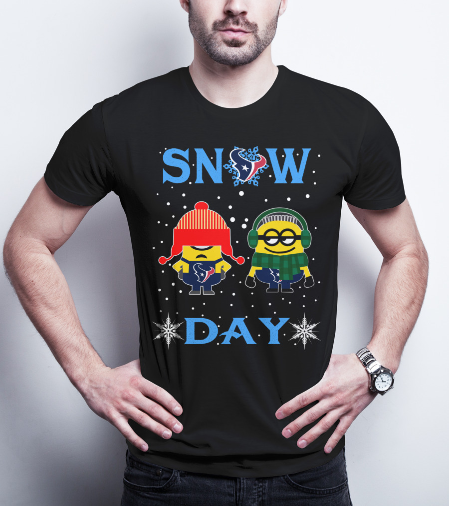 Snow Day Houston Texans Minion Fans Winter Style T-Shirt