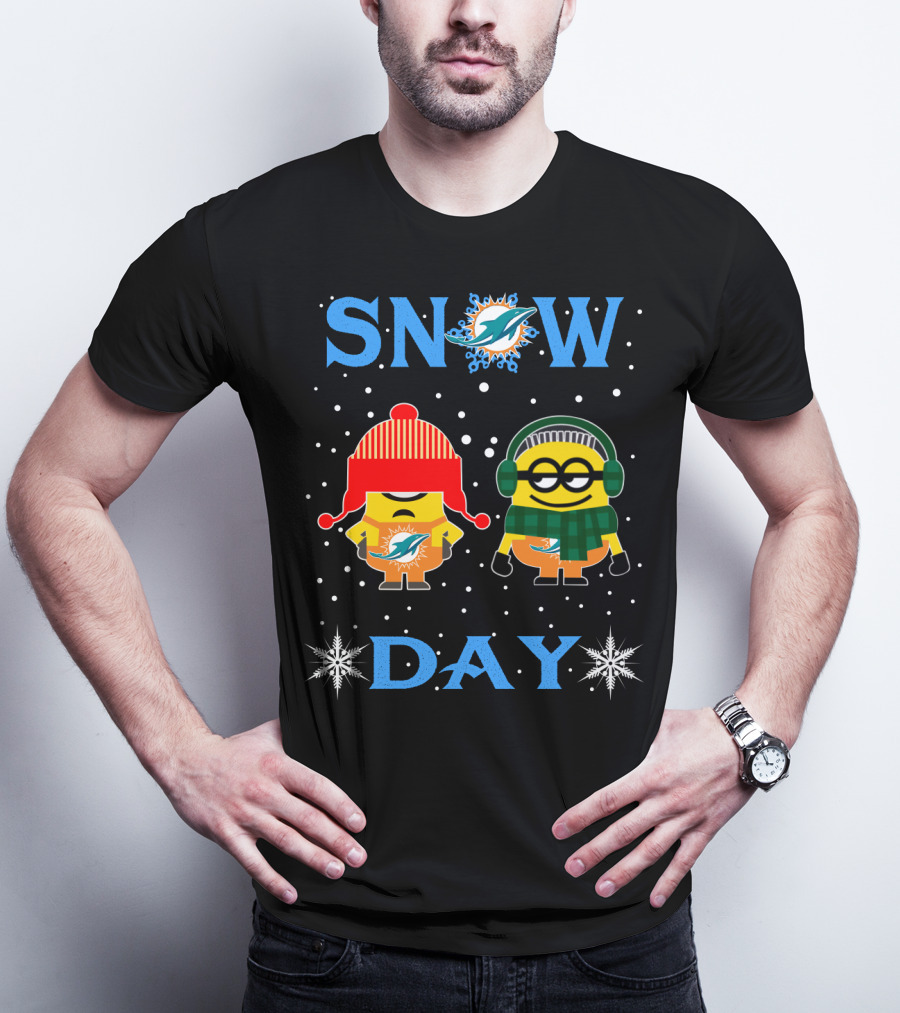 Snow Day Miami Dolphins Minion Fans Winter Fun T-Shirt