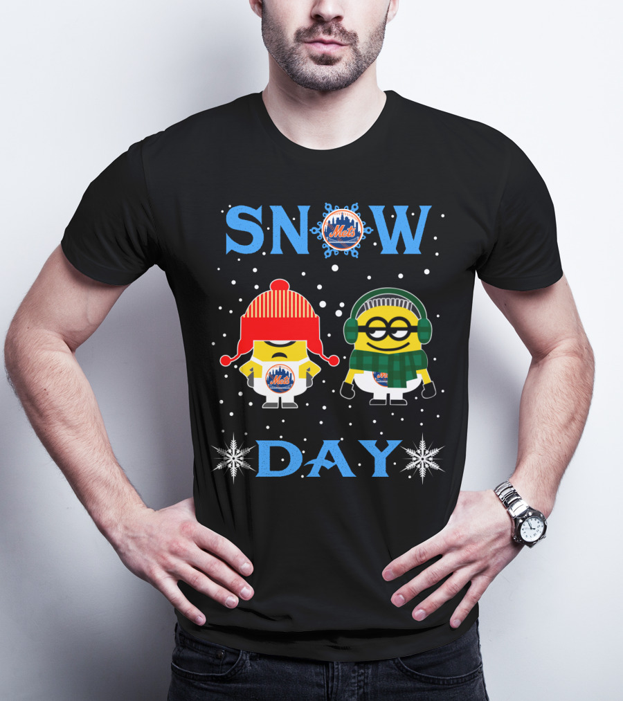 Snow Day New York Mets Minion Fans Winter Theme T-Shirt
