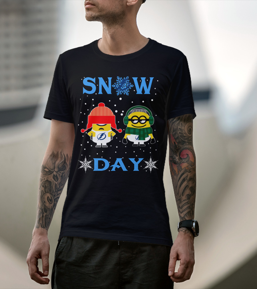 Snow Day Tampa Bay Lightning Minion Winter Fun T-Shirt