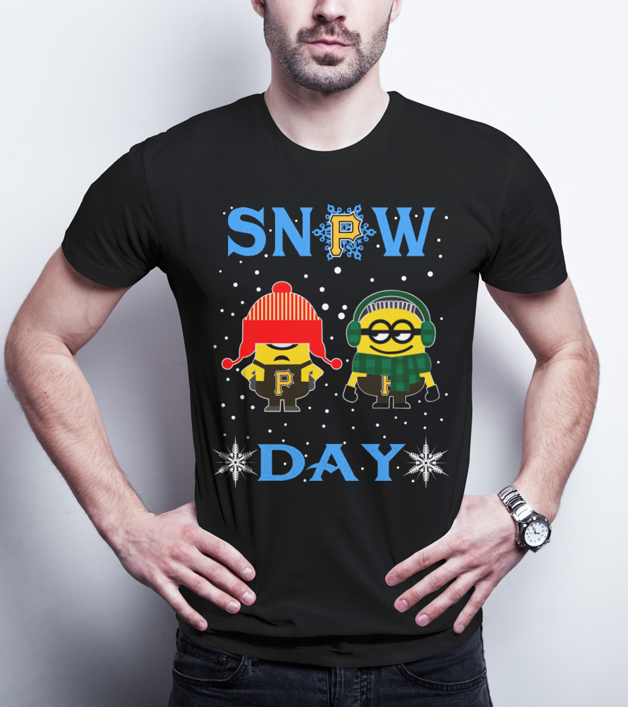 Snow Day Pittsburgh Pirates Vs Minion Winter Theme T-Shirt